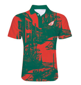 Wholesale Trendy Sublimated Polo Shirts Green & Red Collection